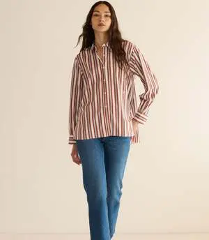 DÔEN Oversized Striped Cotton Shirt