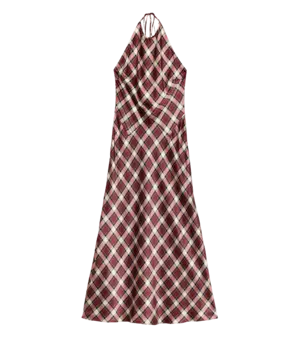 DÔEN Maxime Plaid Silk Satin Dress
