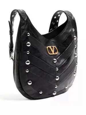 Valentino Garavani Small Chevron-quilted Hobo Shoulder Bag - Black