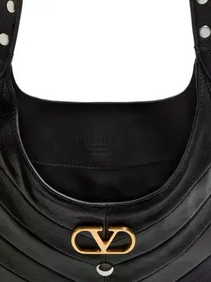 Valentino Garavani Small Chevron-quilted Hobo Shoulder Bag - Black