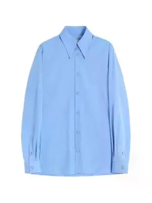 Valentino Garavani Pointed-collar Cotton Shirt - Blue