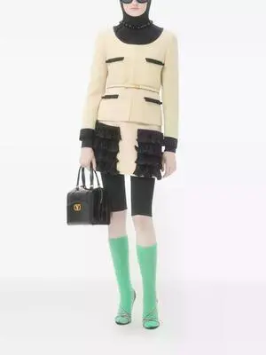 Valentino Garavani Bow-detail Tweed Jacket - Neutrals