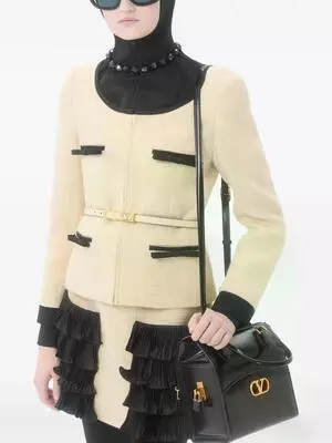 Valentino Garavani Bow-detail Tweed Jacket - Neutrals