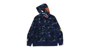 A BATHING APE Camo Shark Pullover Hoodie - Blue