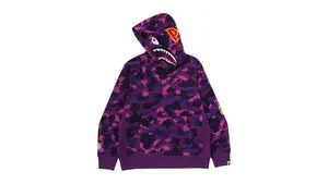 A BATHING APE Camo Shark Pullover Hoodie - Purple
