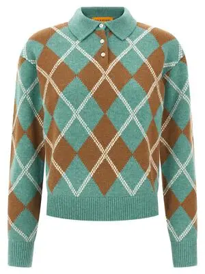 Guest In Residence Argyle Wool & Cashmere Polo Shirt - Blue