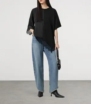 ALLSAINTS Cotton Lace-trim Lenny T-shirt - Black
