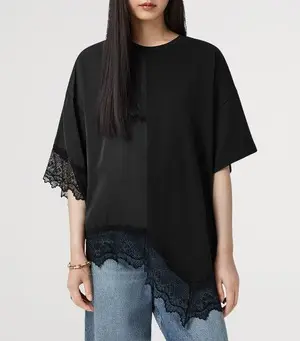 ALLSAINTS Cotton Lace-trim Lenny T-shirt - Black