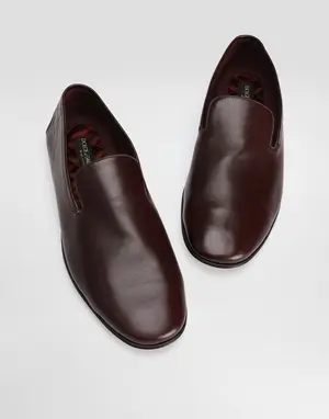 Dolce & Gabbana Erice Leather Slippers - Bordeaux