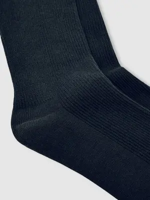 REISS Rae Ribbed Frilly Socks - Black