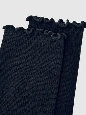 REISS Rae Ribbed Frilly Socks - Black