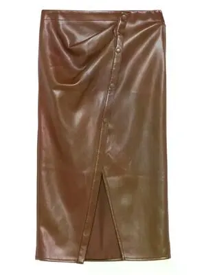 Patrizia Pepe Button-fastening Draped Skirt - Brown