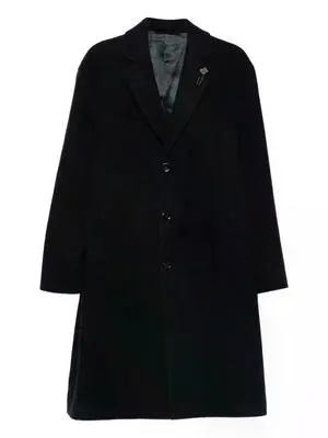 LARDINI Single-breasted Coat With Logo Pin