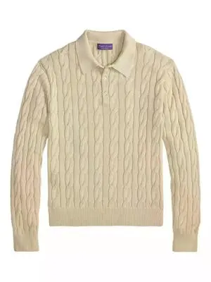 Ralph Lauren Purple Label Cable-knit Polo Sweater