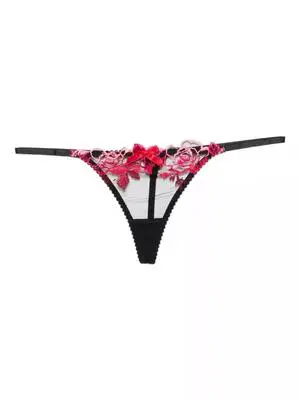 Agent Provocateur Callypso Floral-embroidered Thong - Black