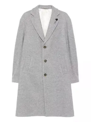 LARDINI Single-breasted Coat With Logo Pin