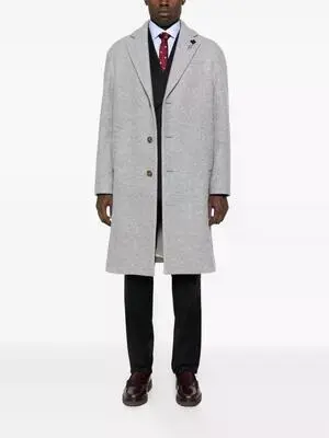 LARDINI Single-breasted Coat With Logo Pin