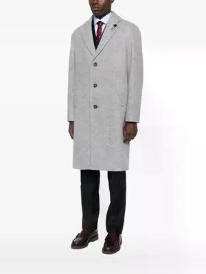 LARDINI Single-breasted Coat With Logo Pin
