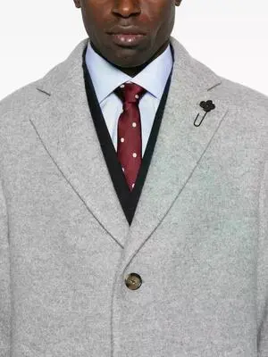 LARDINI Single-breasted Coat With Logo Pin