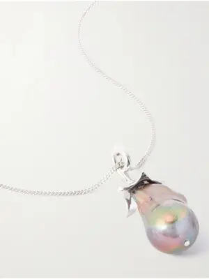 Loewe Aubergine And Pearl Necklace - Silver