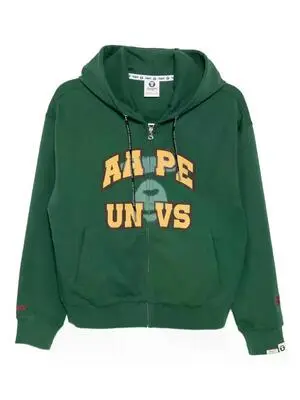 A BATHING APE Logo Appliqué Zip-up Hoodie