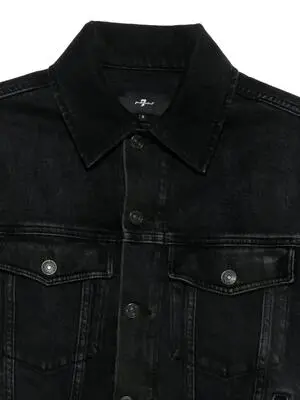 7 For All Mankind Laser-cut Denim Trucker Jacket