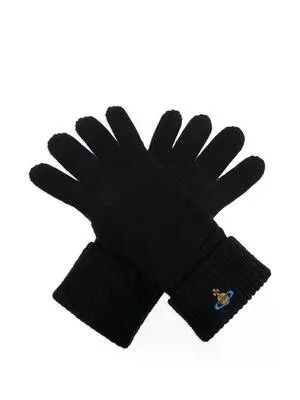 VIVIENNE WESTWOOD Orb-embroidered Gloves - Black