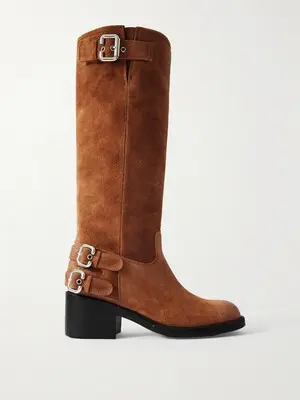 Buckled Suede Boots