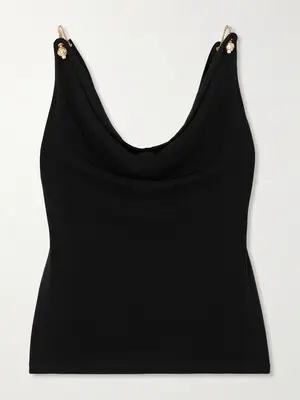Aje Peyton Draped Embellished Jersey Top