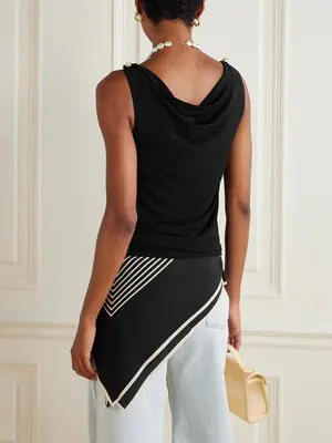 Aje Peyton Draped Embellished Jersey Top