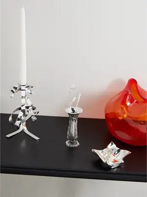 Completedworks Set Of Two Plated Flower Ornaments
