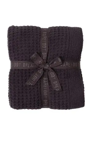 Barefoot Dreams Cozychic Waffle Throw In Chocolate,black - Umber