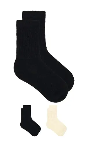 STEMS Perfect Scrunch Socks Pack Of 2 Cream & Black