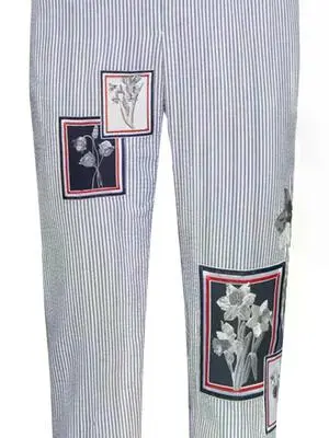 Thom Browne Floral-patch Pinstripe Pants