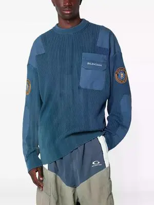 Balenciaga Logo-appliqué Ribbed-knit Jumper