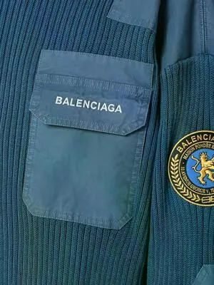 Balenciaga Logo-appliqué Ribbed-knit Jumper