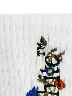 Off-White Floral-embroidered Ribbed Ankle Socks