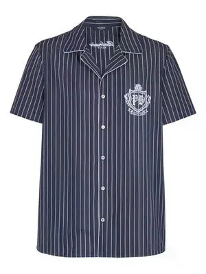 Balmain Striped Embroidered Pajama Shirt - Blue