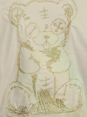 BARROW Cotton T-shirt With Embroidered Bear Motif - Neutrals