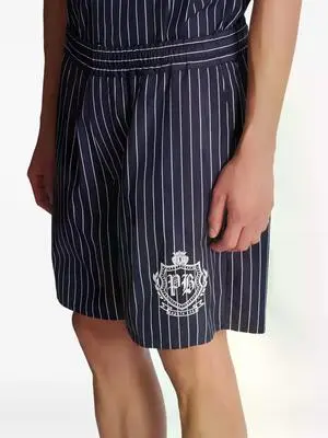 Balmain Pinstripe Embroidered Shorts