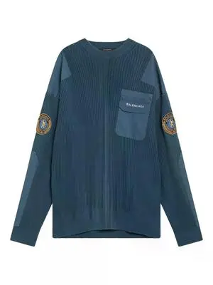 Balenciaga Logo-appliqué Ribbed-knit Jumper