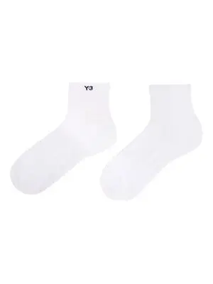 Y3 Logo-embroidered Socks - White