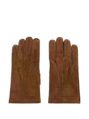 Moschino Logo Debossed Gloves - Brown