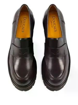 DOUCAL'S Leather Block-heel Loafers