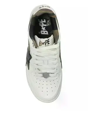A BATHING APE Camo-star Leather Sneakers