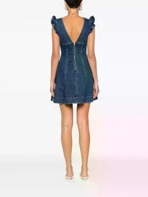 SELF-PORTRAIT Ruffle-detail Denim Dress