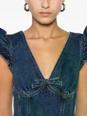 SELF-PORTRAIT Ruffle-detail Denim Dress