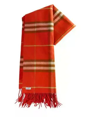 Burberry Checked Fringed Scarf - Red