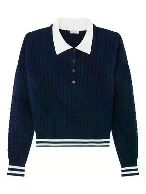Paul & Shark Cable-knit Polo Shirt - Blue