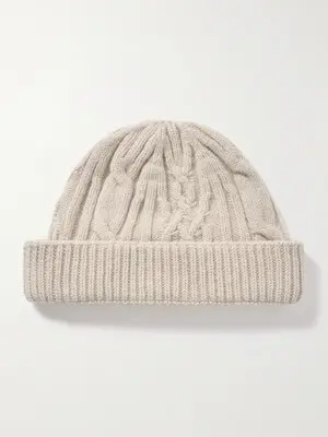 John Smedley Emery Cable-knit Recycled Cashmere And Merino Wool-blend Beanie - Neutrals